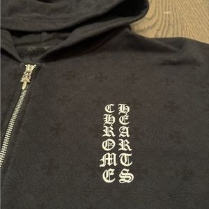 Chrome Hearts | Sweaters | Chrome Hearts Script Jacquard Zip Up Hoodie ...